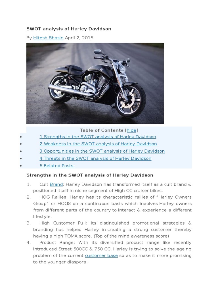 Harley Davidson SWOT Analysis Overview | PDF | Harley Davidson | Brand