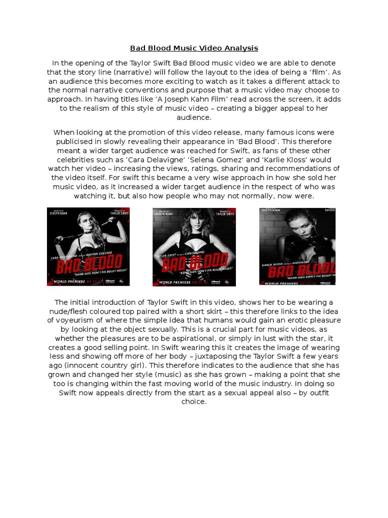 Bad Blood Music Video Insights | PDF | Art