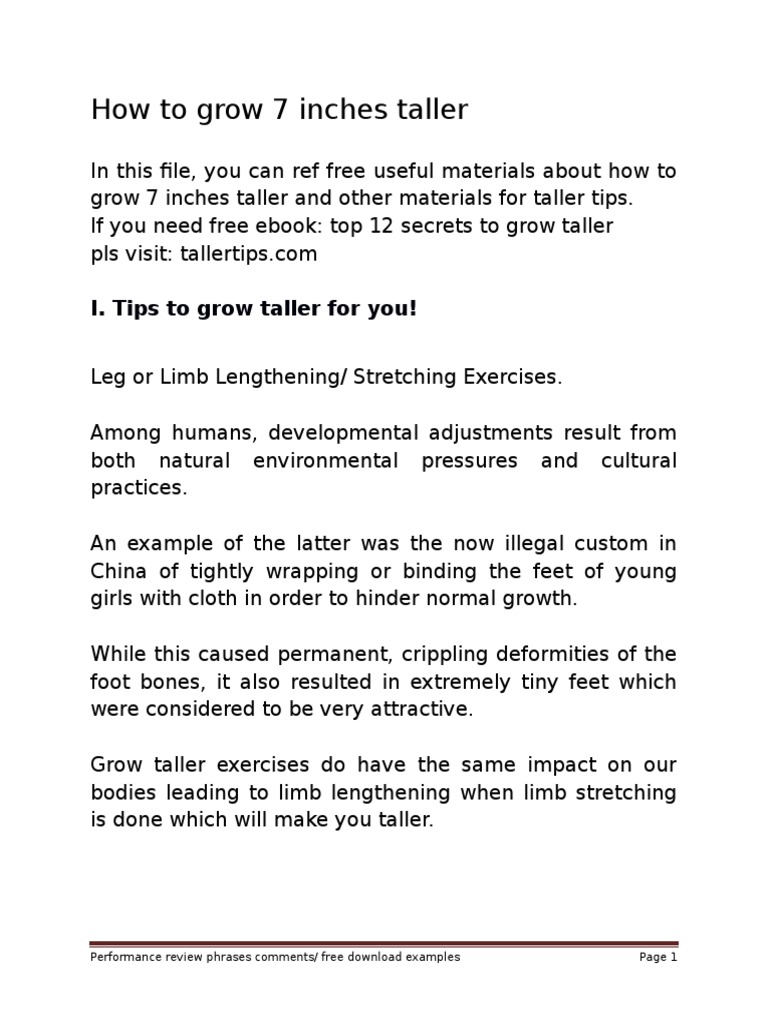 Tips to Grow 7 Inches Taller Naturally | PDF | Growth Hormone | Puberty
