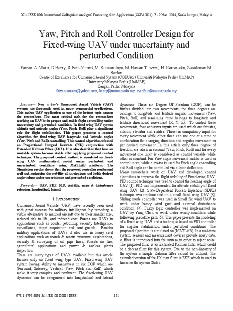 PID For Fixed-Wing UAV PDF | PDF | Flight Dynamics (Fixed Wing Aircraft ...