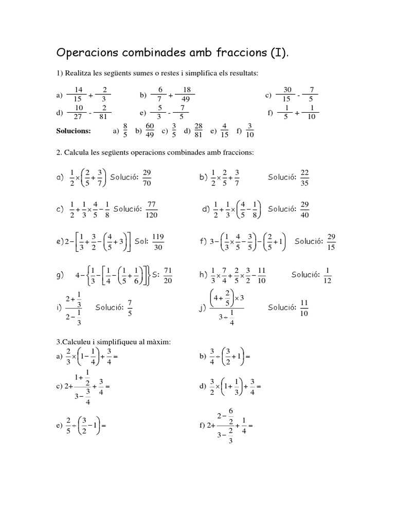 2.operaciones Fracciones. | PDF
