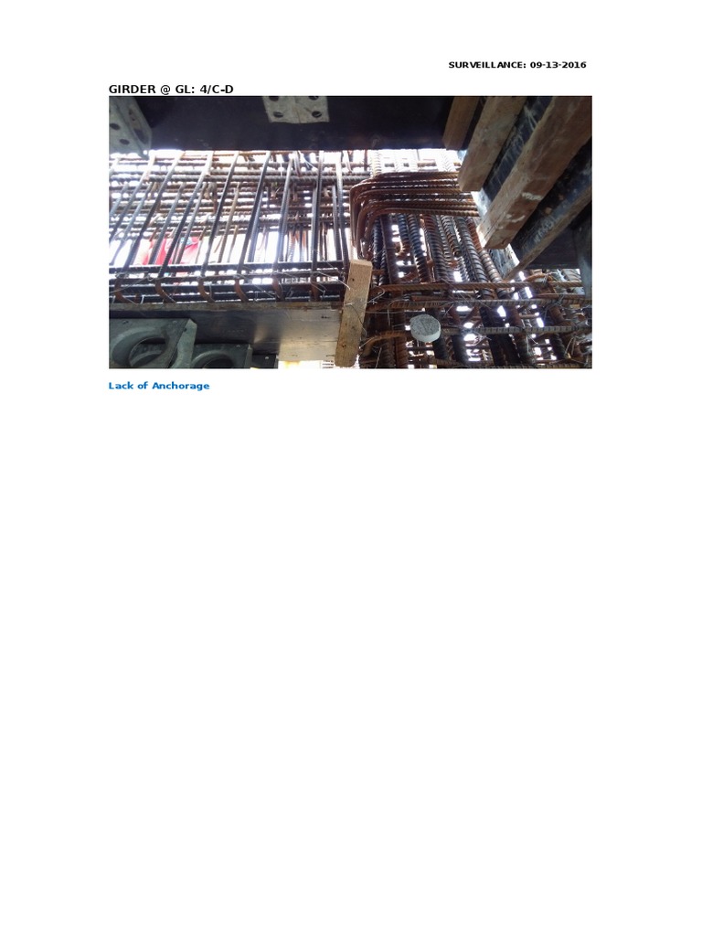 Girder at GL: 4/C-D: Lack of Anchorage | PDF