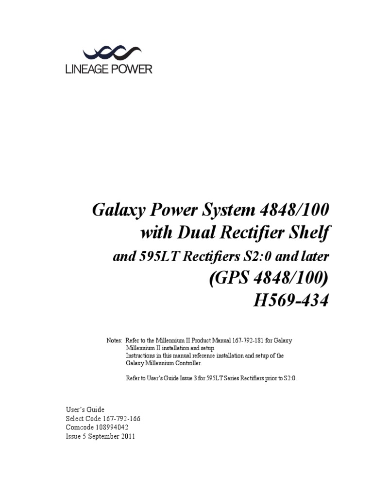 GE Galaxy Power System 4848-100 (Dual Shelf) | PDF | Rectifier ...