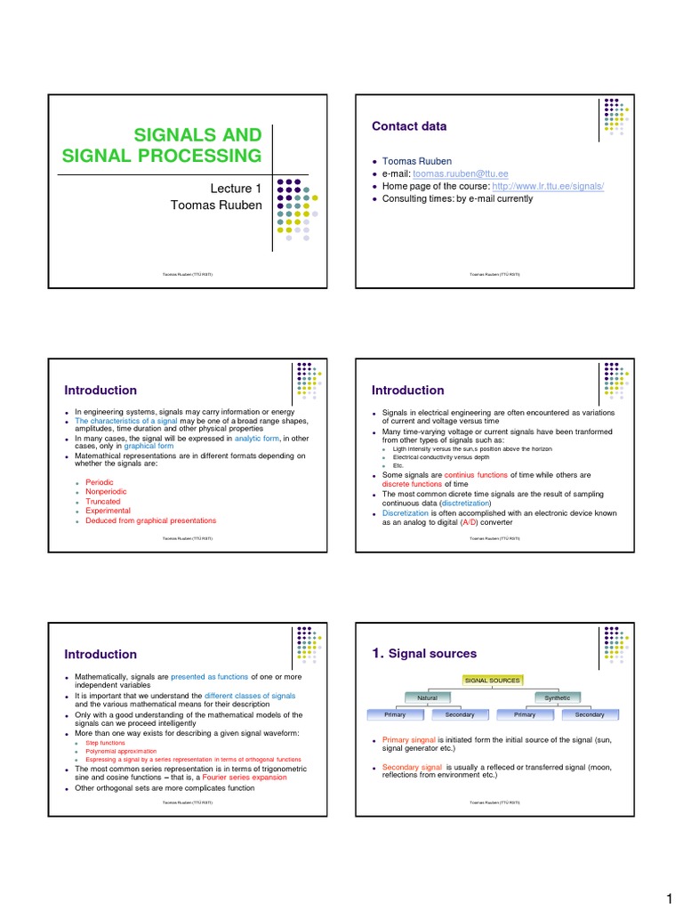 Introduction to Signals and Signal Processing | PDF | Signal ...
