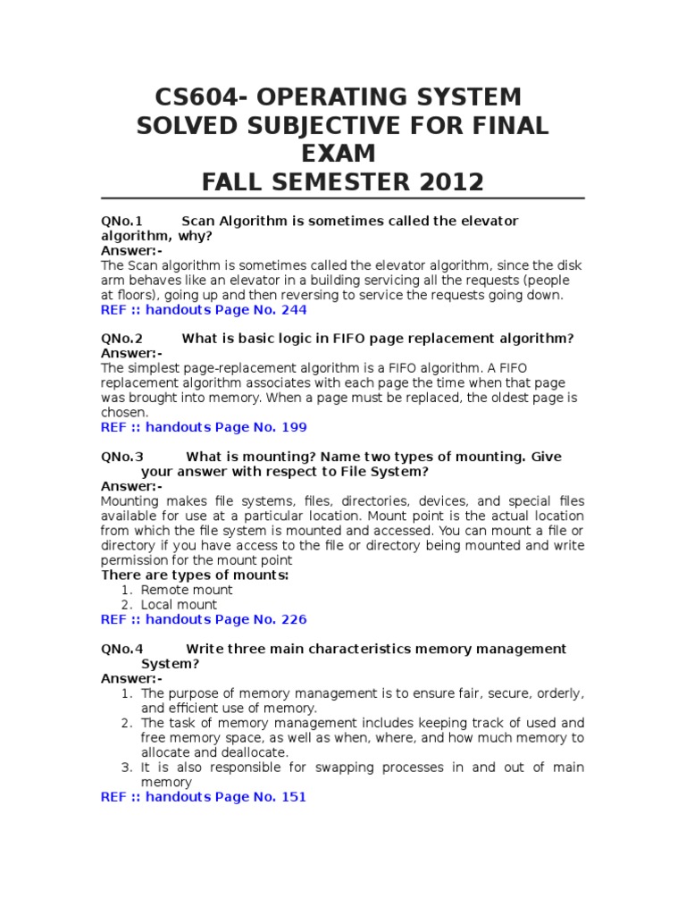 Cs604 - Final Term Subjective With Reference Solved by Umair Saulat | PDF | Scheduling ...