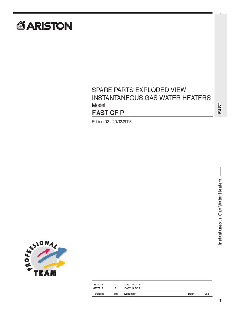 Spare Parts Exploded View Instantaneous Gas Water Heaters: Fast CF P ...