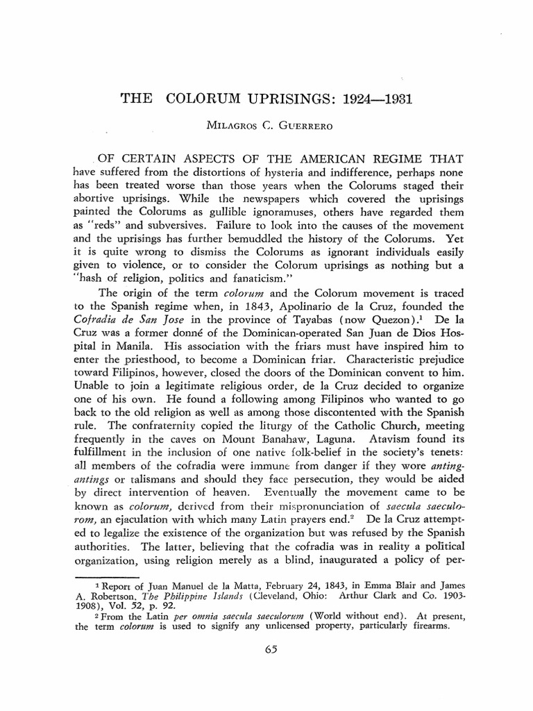 The Colorum Uprisings 1924-1931 | PDF