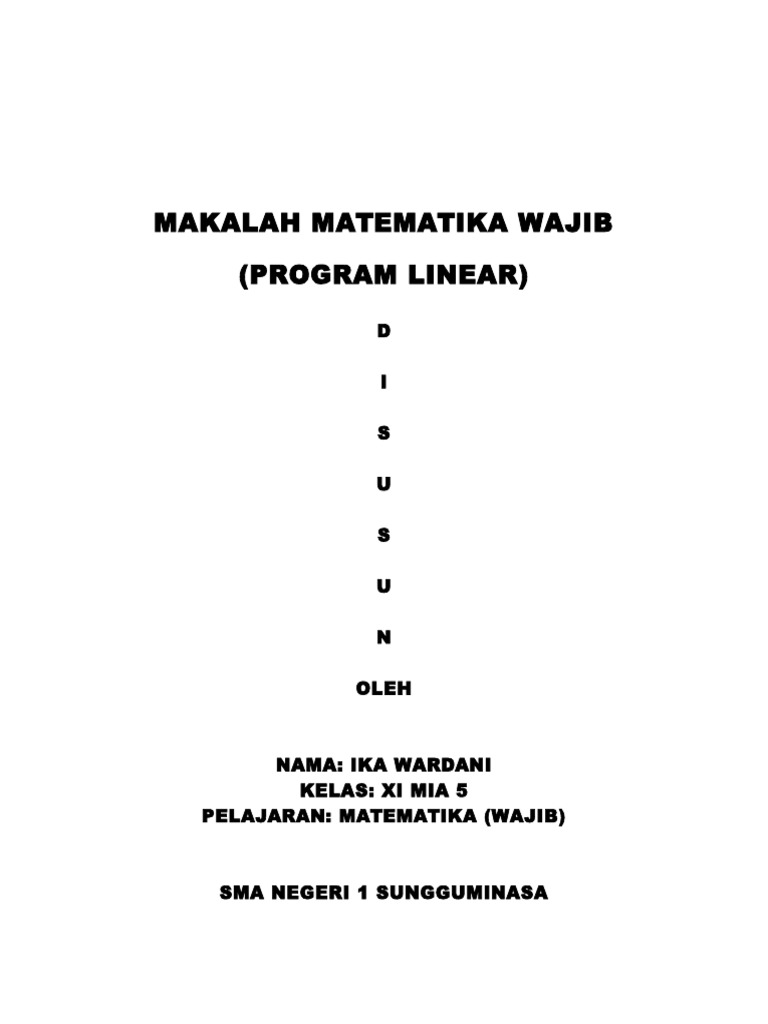Makalah Program Linear 2 | PDF