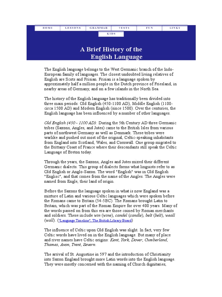 A Brief History of The English Language | PDF | Anglo Saxons | English ...