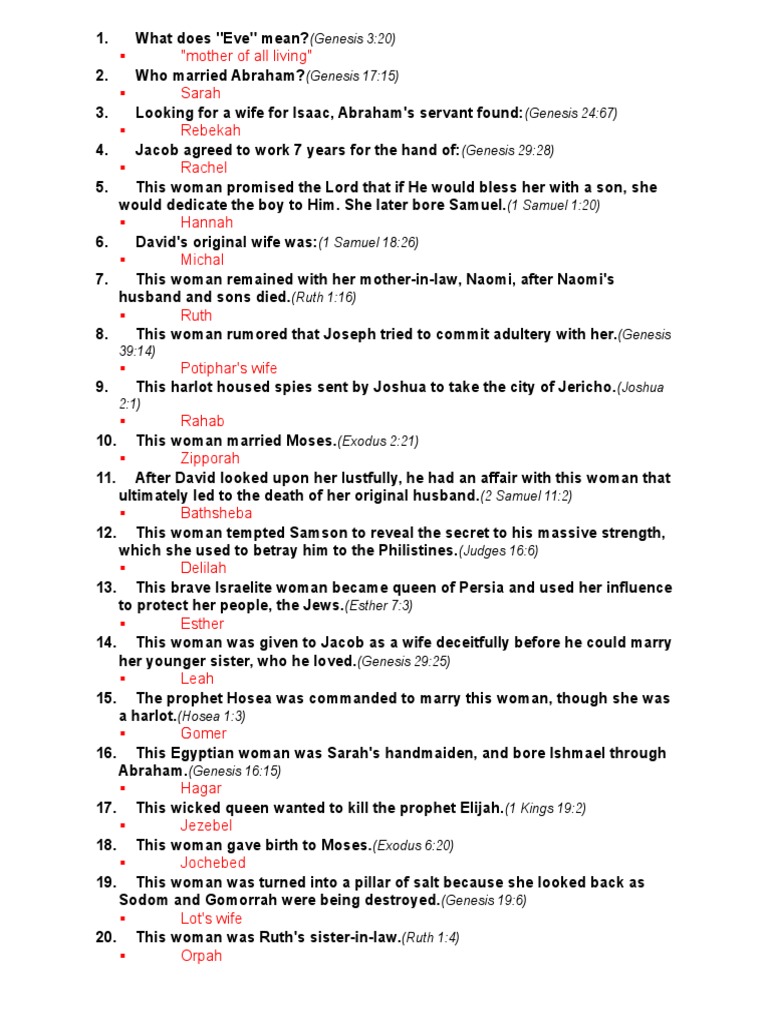 Bible Quiz Reviewnbj | PDF | Book Of Genesis | John The Baptist