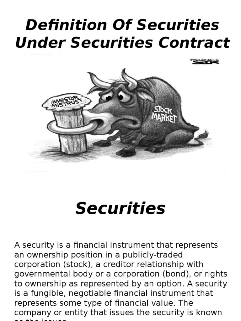 Definition of Securities Under Securities Contract Regulation Act | PDF ...