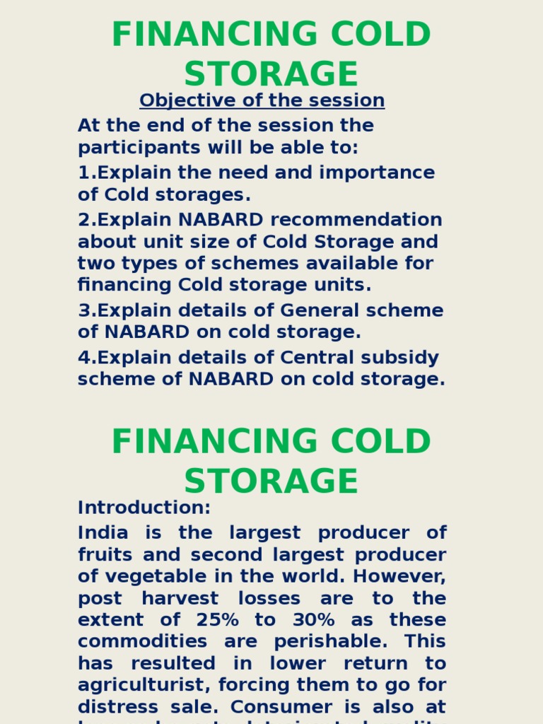 Cold Storage Scheme | PDF | Warehouse | Refrigeration
