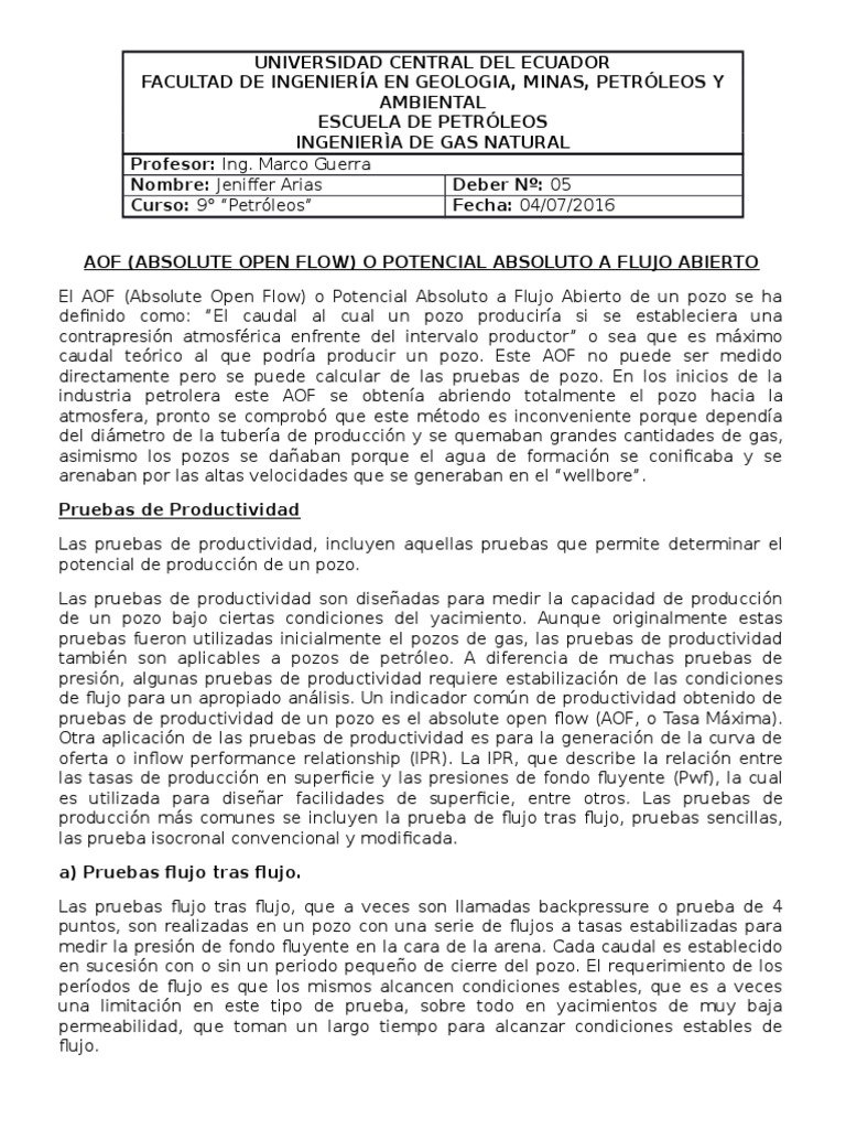 Gas AOF | Descargar gratis PDF | Permeabilidad (Ciencias de la Tierra ...