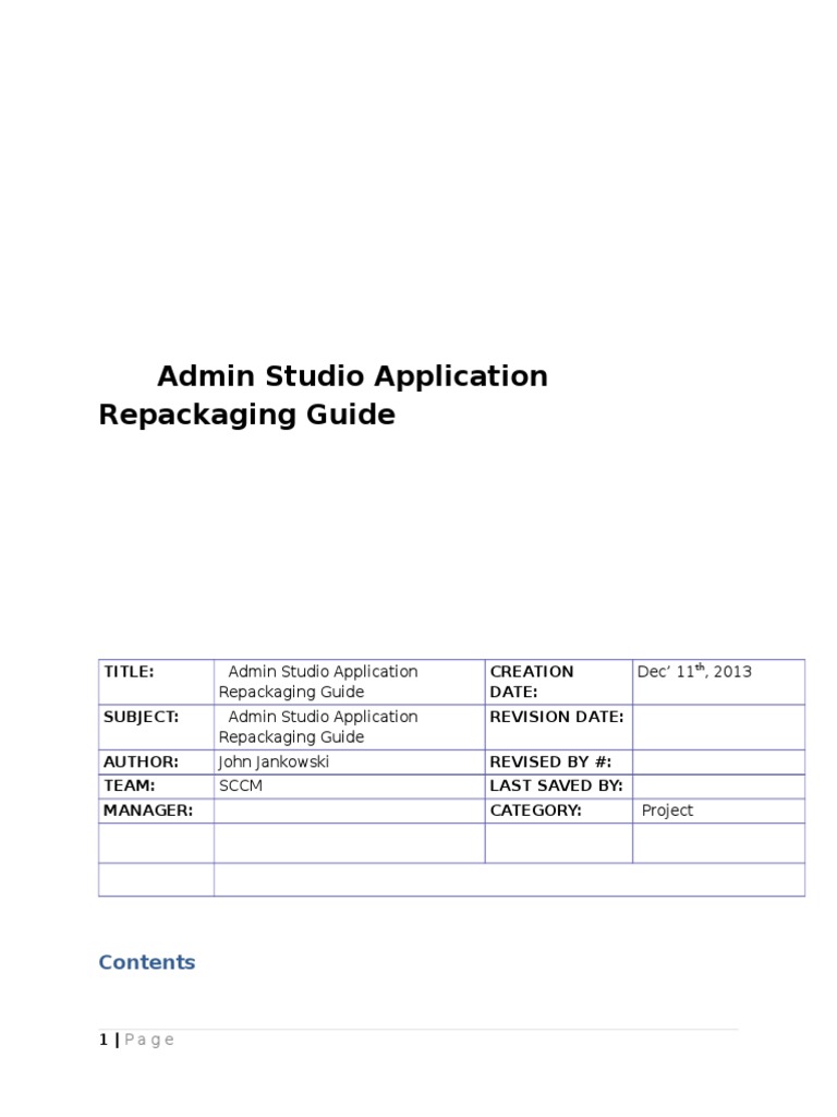 Admin Studio Application Repackaging Guide | PDF | Installation ...