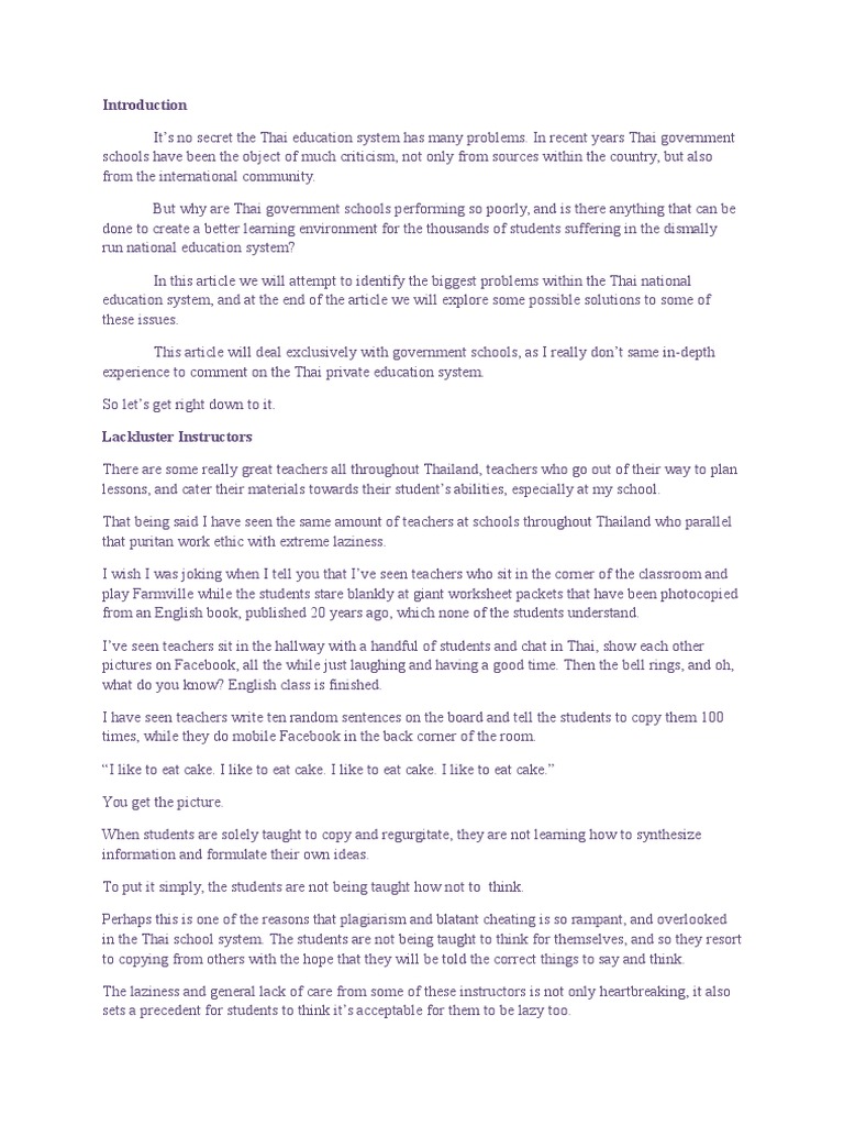 Thai Education System | PDF | Thailand | Classroom