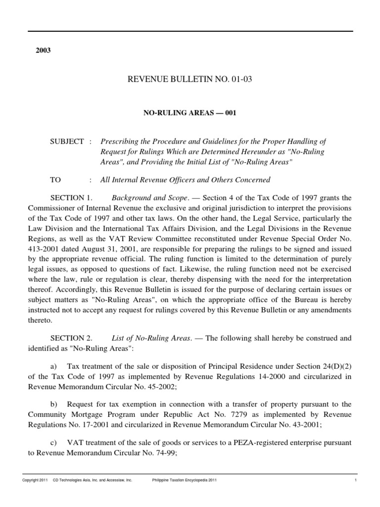 Revenue Bulletin No. 01-03 | PDF | Tax Refund | Value Added Tax