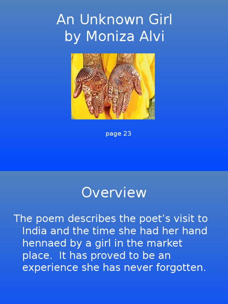 unknowngirl Moniza Alvi | Fiction & Literature