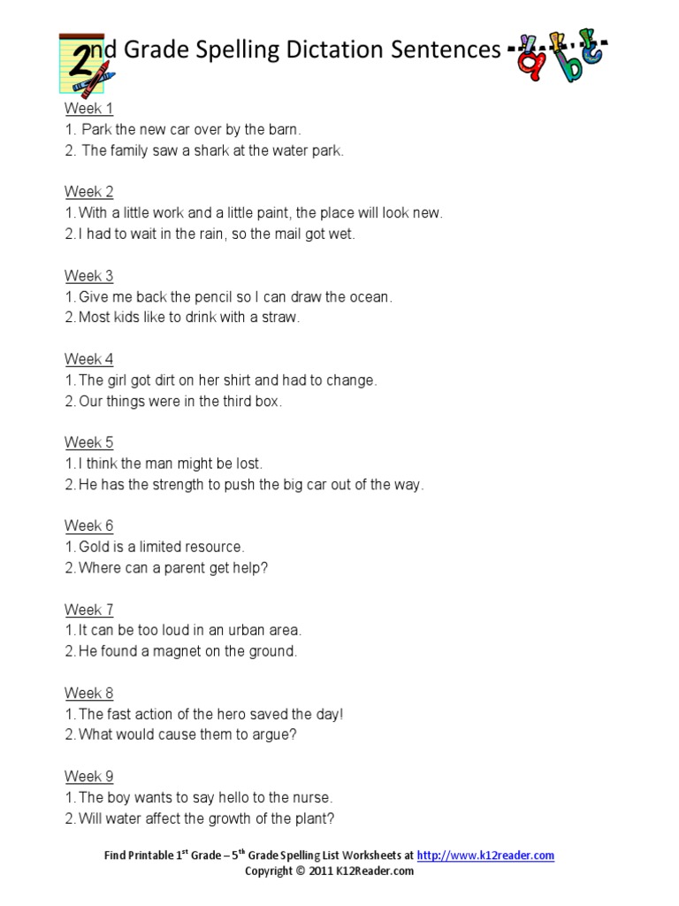 Second Grade Spelling Dictation PDF | PDF