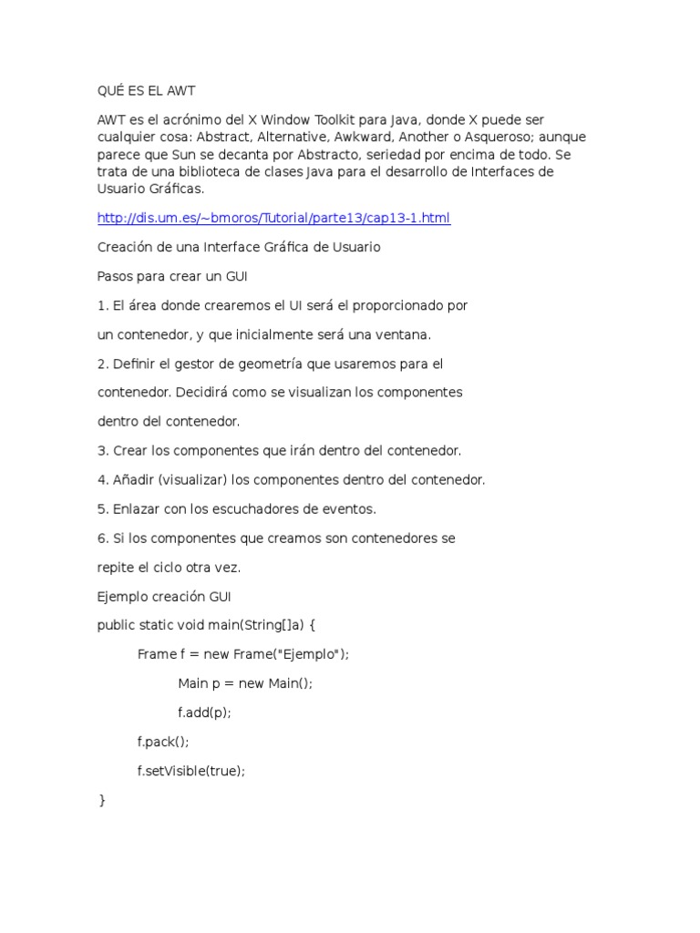 Introducción al AWT de Java: Componentes, eventos y interfaces listener ...
