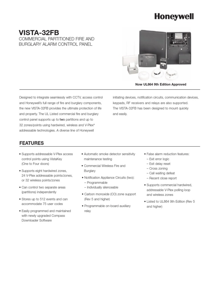 Vista 32fb Data Sheet | PDF | Security Alarm | Electrical Engineering