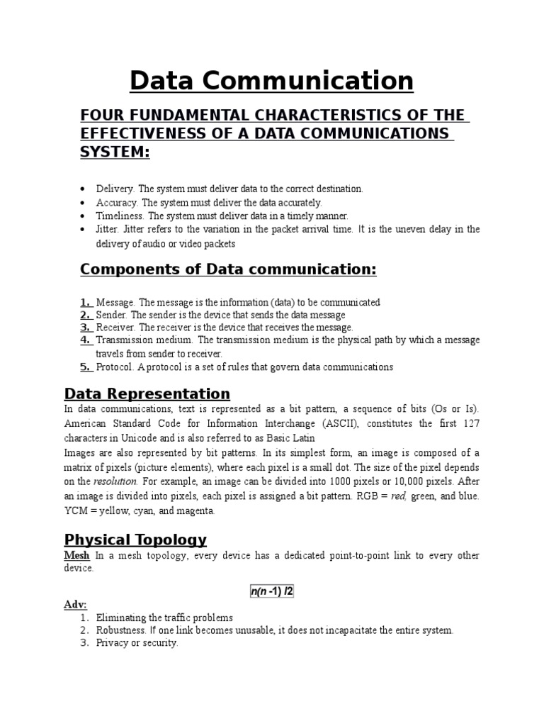 Data Communication Short Notes | PDF | Network Topology | Osi Model