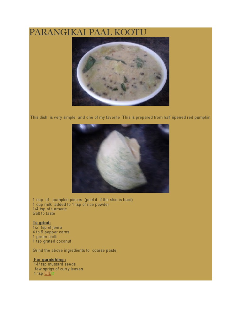 Parangikai Paal Kootu | PDF | Curry | Food Ingredients