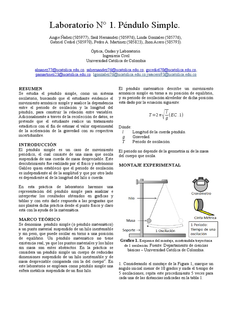 Pendulo Simple | Péndulo | Movimiento (Física)