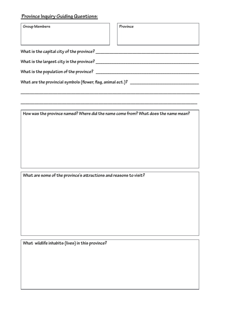 Province Inquiry Questions | PDF