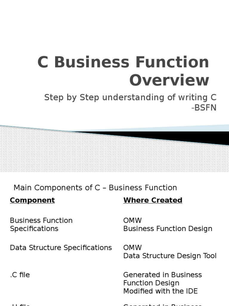 C Business Function Overview | PDF | C (Programming Language) | Pointer ...