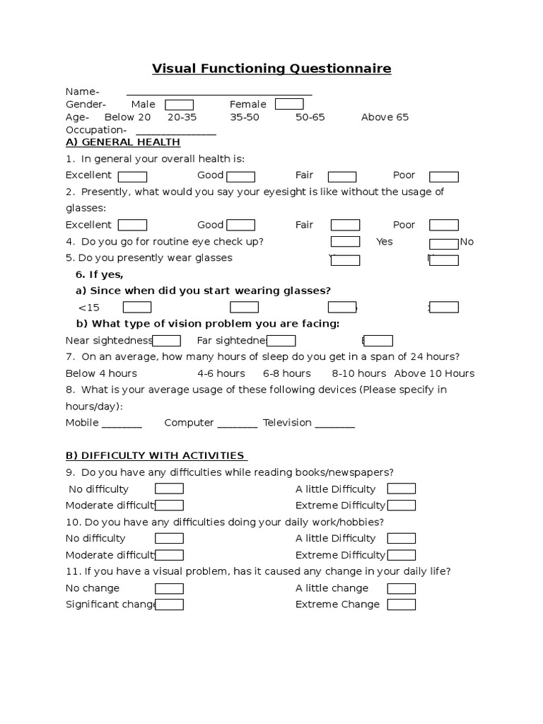 Visual Functioning Questionnaire: A) General Health | PDF