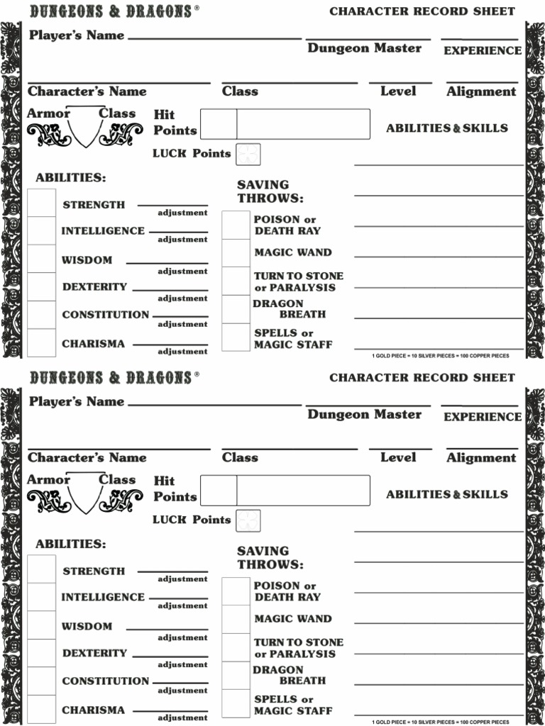 Mini D&D Basic Character Sheet One Sided Only PDF | PDF
