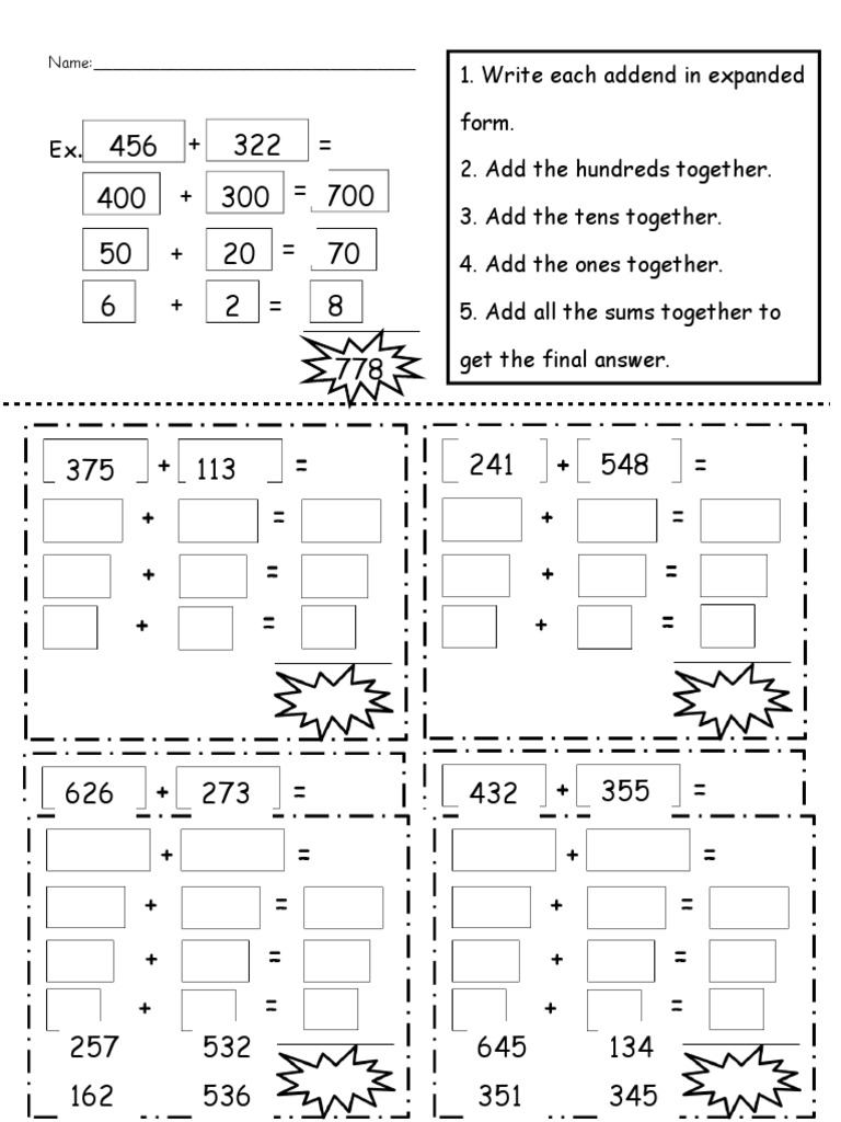 Digit Addition Using Expanded Notation Pdf Arithmetic Numbers
