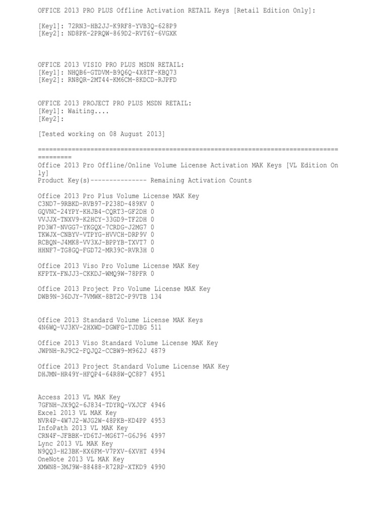 KEY OFFICE 2013.txt | Microsoft Office 2013 | Microsoft