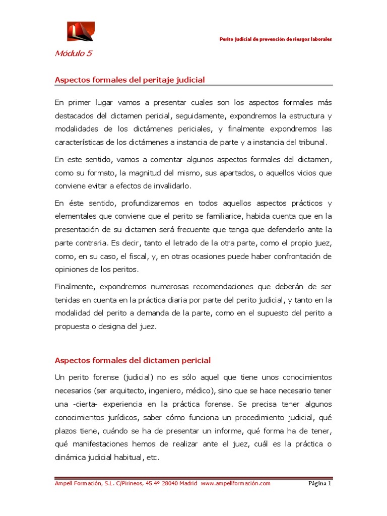 Módulo 5 Aspectos Formales Del Peritaje Judicial | PDF | Testigo ...