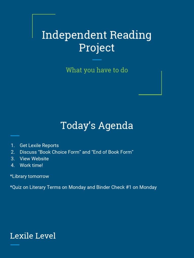 Independent Reading Project | PDF