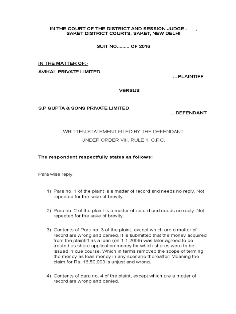 RECOVERY SUIT-written Statement | PDF