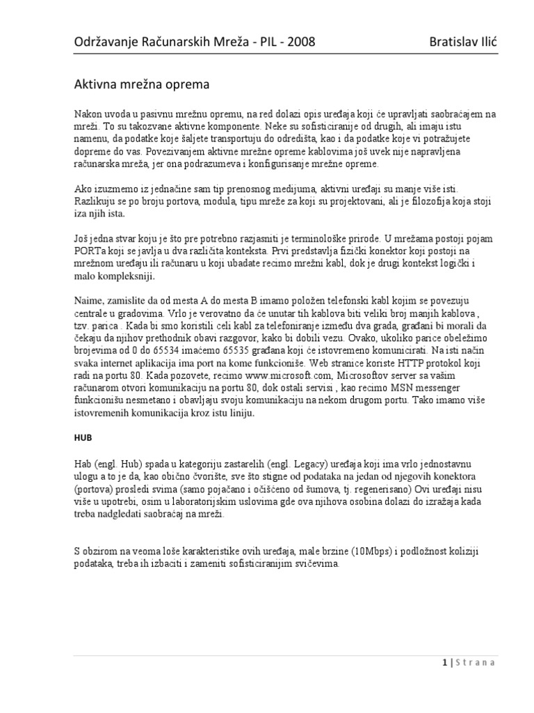 Aktivna Mrezna Oprema | PDF