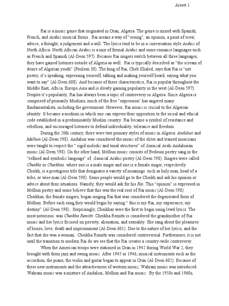 Rai Music in Algeria | PDF | Algeria | Religion And Belief