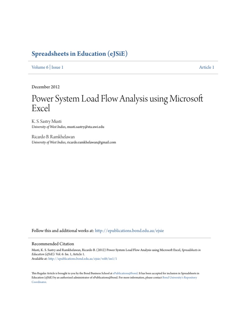 Power System Load Flow Analysis Using Microsoft Excel | PDF | Microsoft Excel | Subroutine