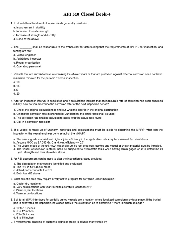 API 510 Closed 4 | PDF | Technology & Engineering
