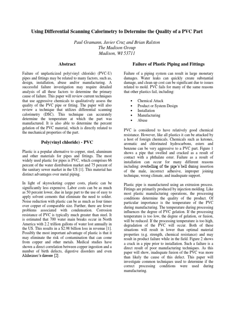 Using DSC To Determinethe Qualityof PVC 1 | PDF | Differential Scanning ...