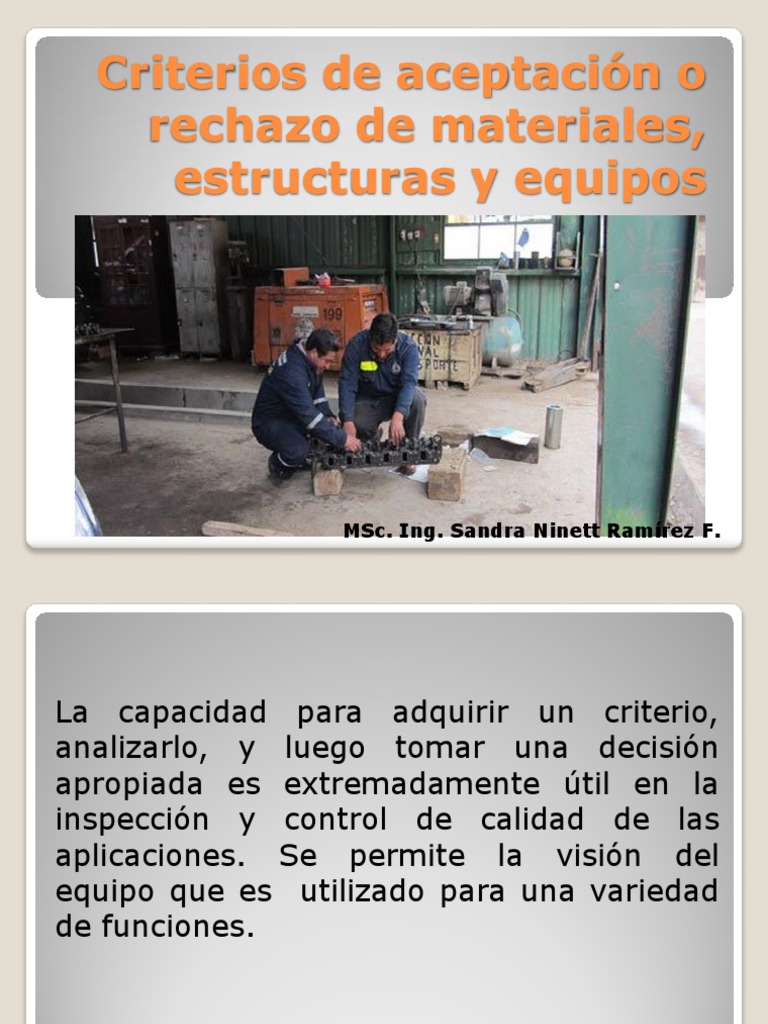 Criterios de Aceptación o Rechazo de Materiales, | Metrología | Calibración