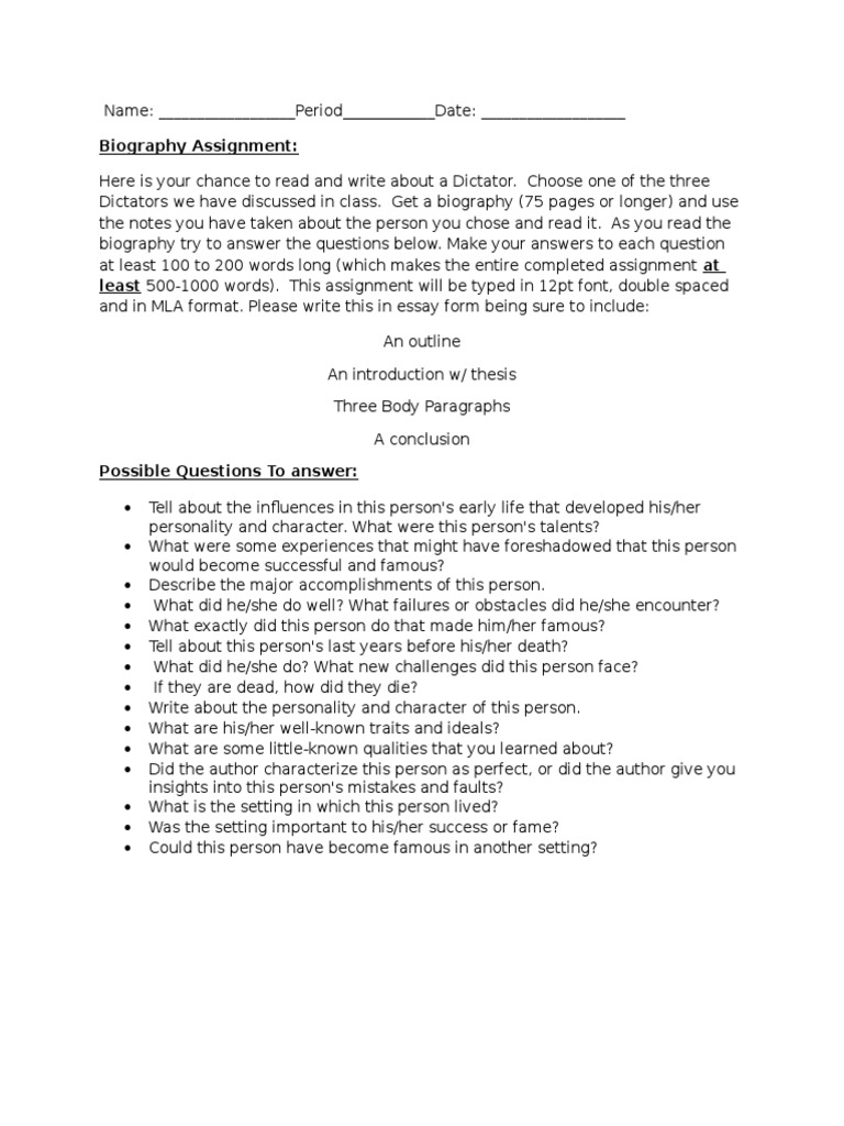 Biographyassignment | PDF
