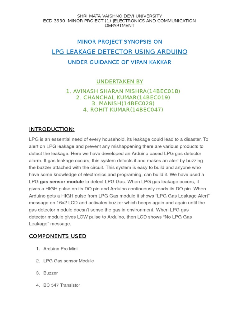 Minor Project Synopsis | PDF | Electrical Circuits | Equipment