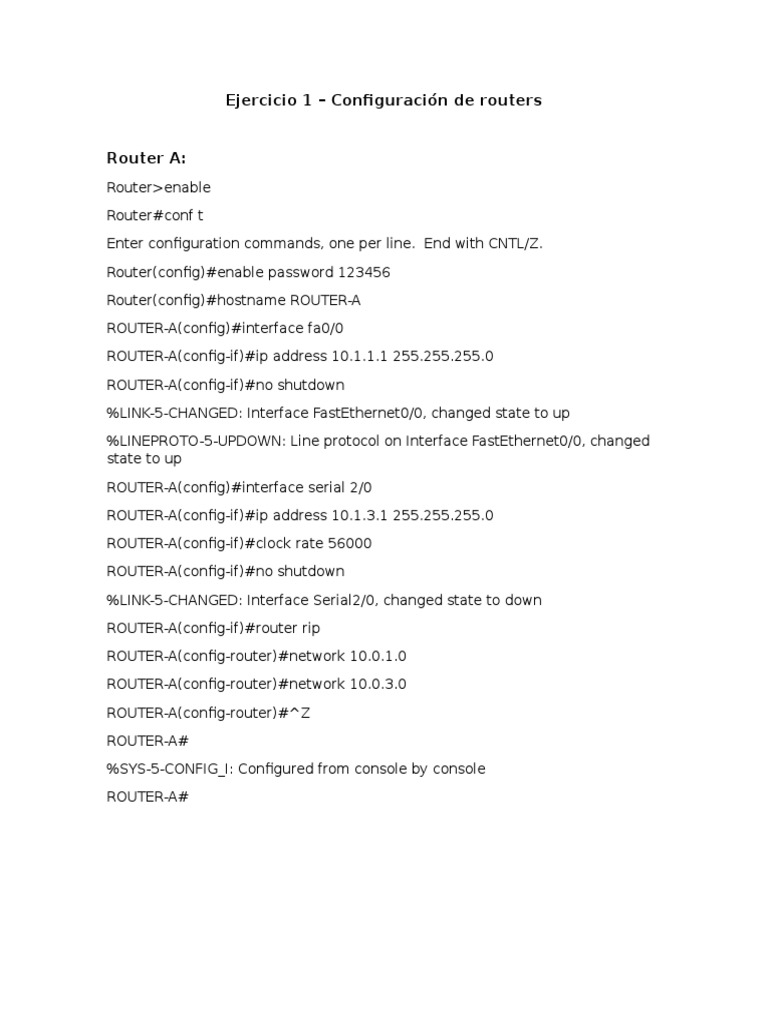 Ejercicio 1 - Configuración de Routers | PDF