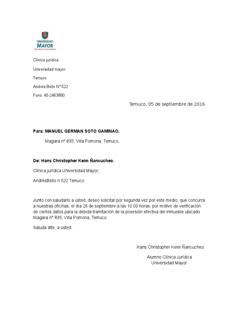 Carta de Citacion | PDF