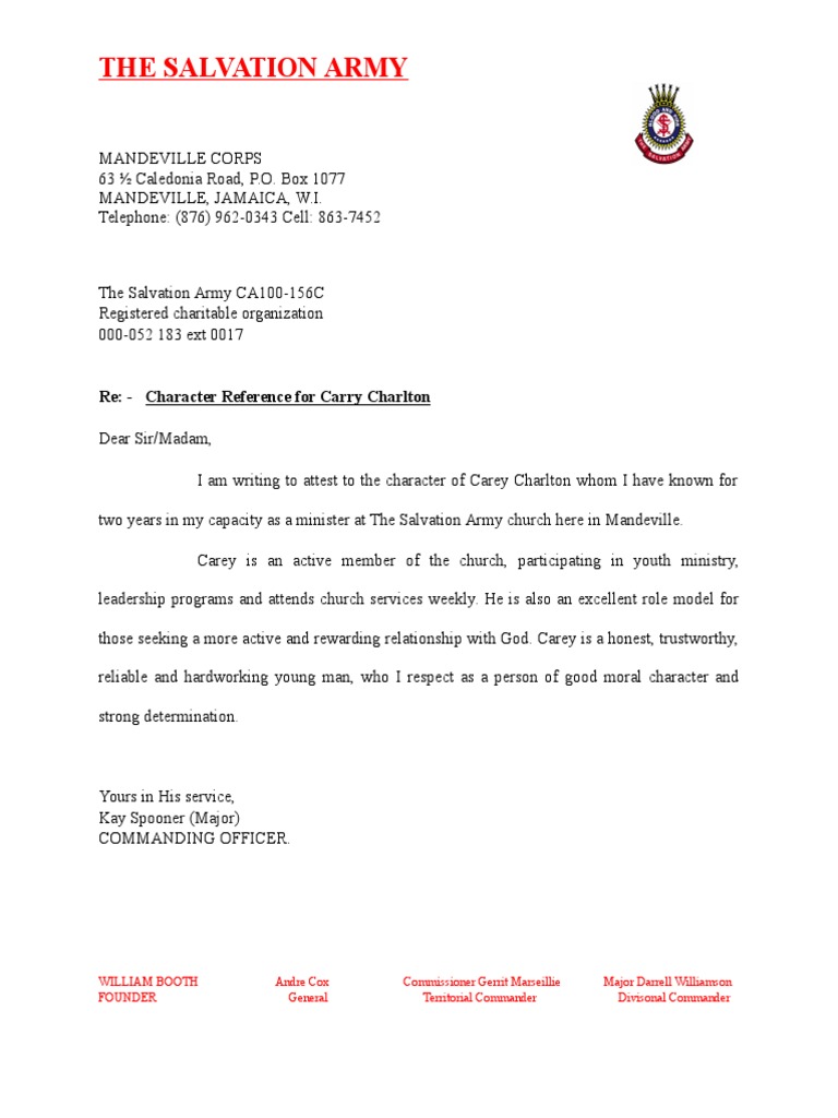 The Salvation Army Letter | PDF
