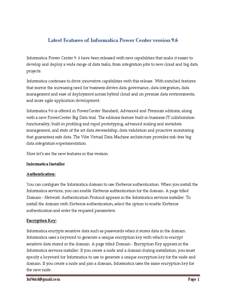 Informatica 96 Latest Features | PDF | Databases | Transport Layer Security