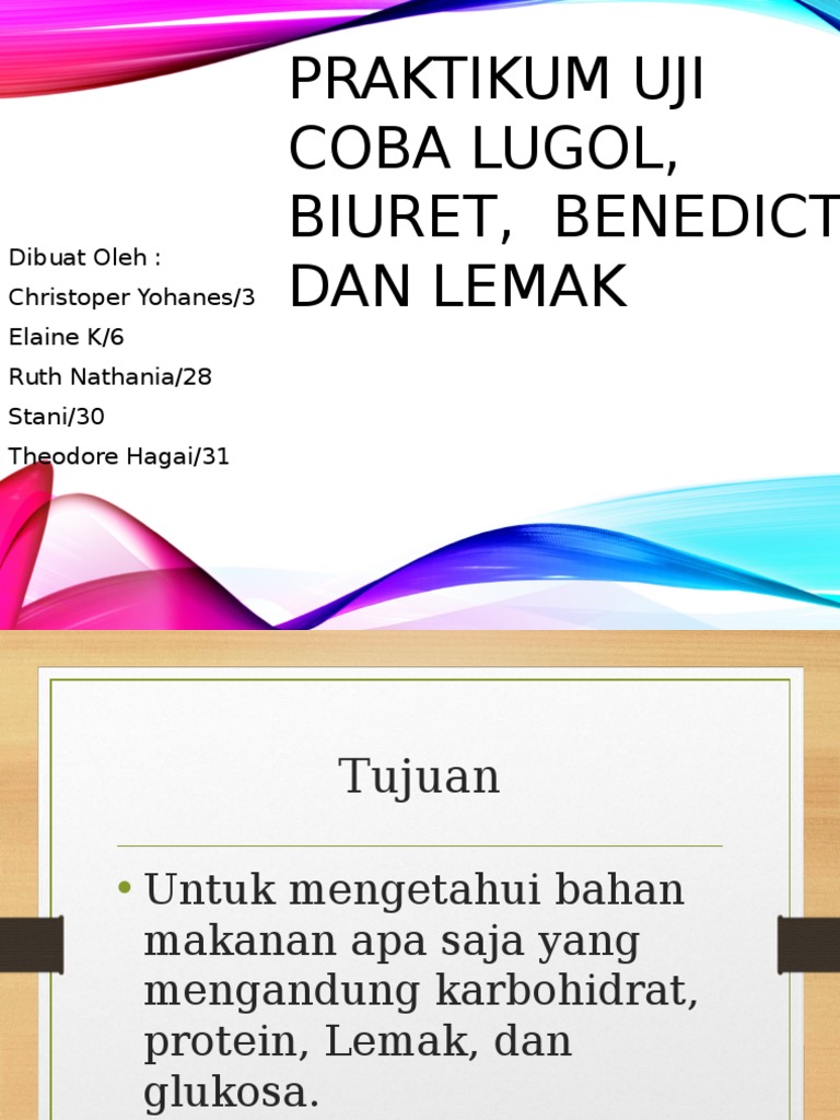 Praktikum Uji Coba Lugol, Biuret, Benedict | PDF