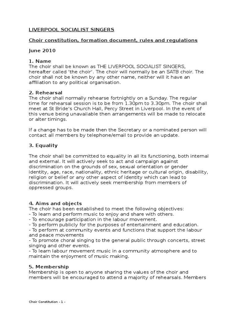 Choir Constitution | PDF | Patronage | Committee